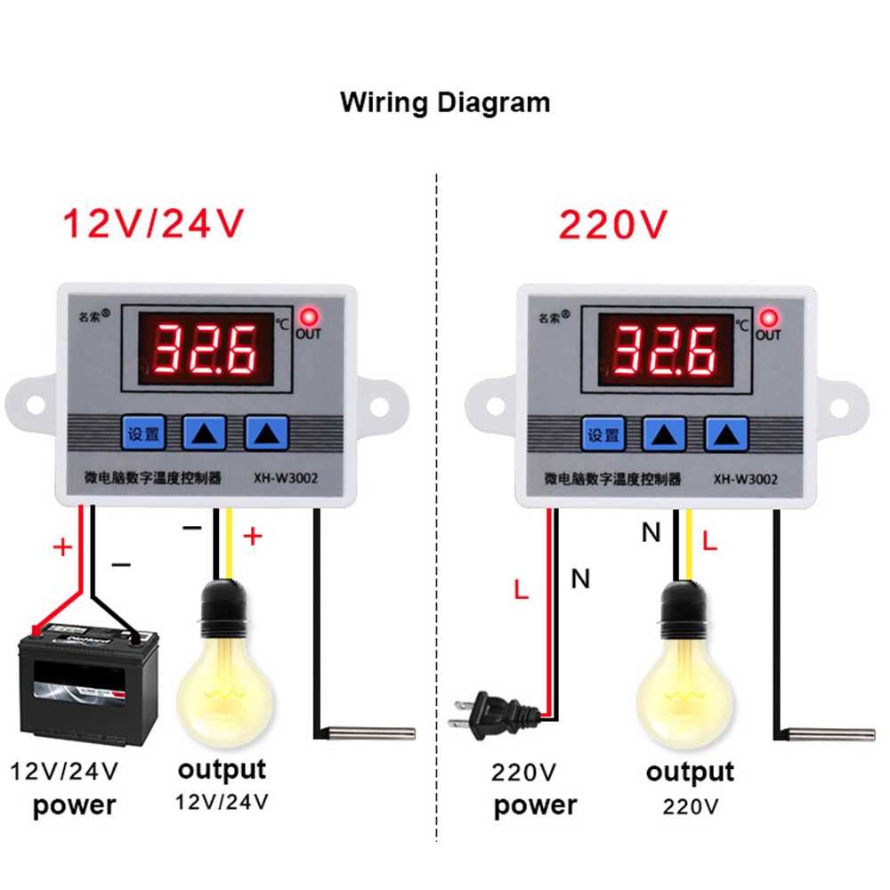 12V 24V 110V 220V Professional W3002 Digital LED Temperature Controller 10A Thermostat Regulator ...