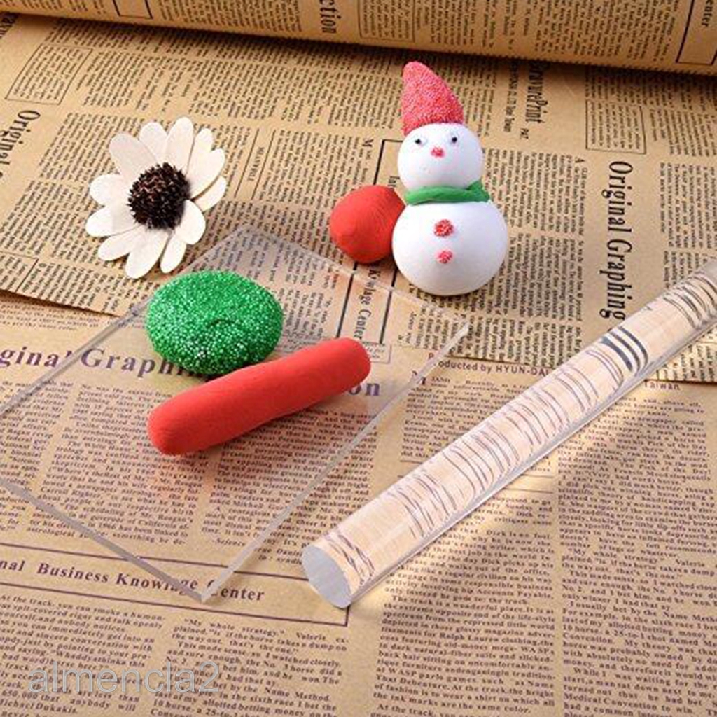 ALMENCLA2 Soild Clear Polymer Clay Acrylic Roller Rolling Pin Craft DIY ...