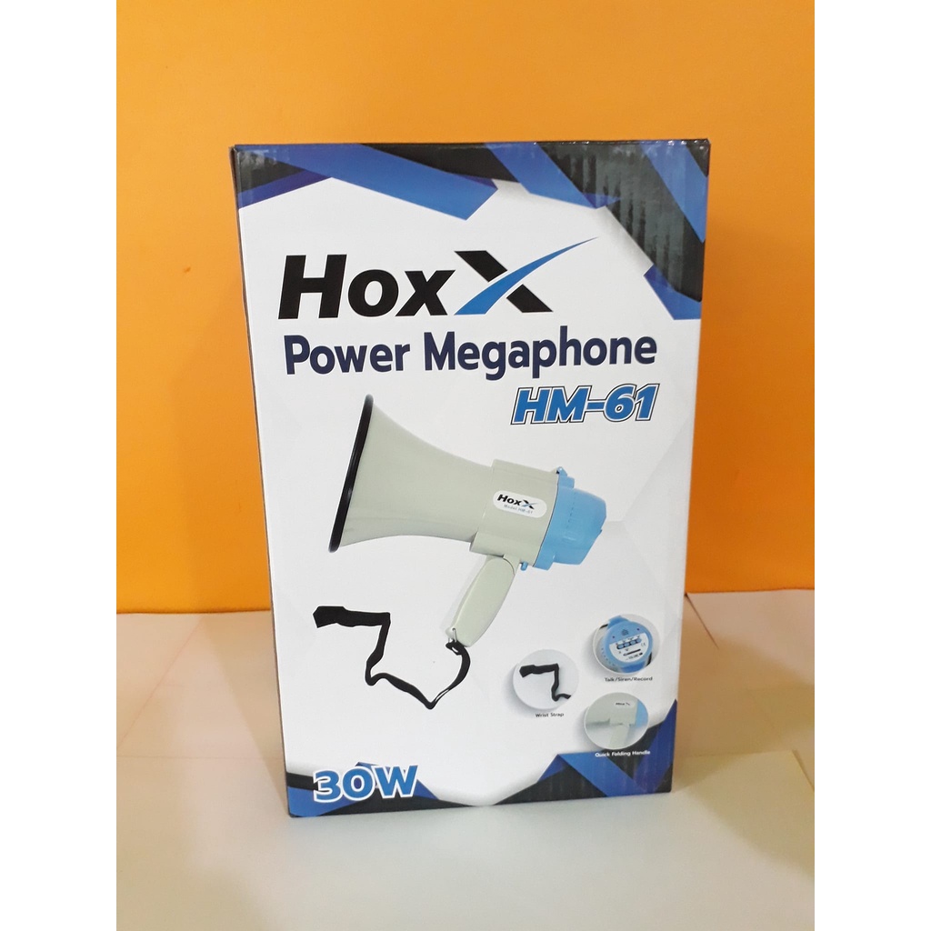 โทรโข่ง HOXX HM-61 ขนาด 6 นิ้ว สีน้ำเงิน 30W มีไซเรน อัดเสียงได้ Megaphone รหัสสินค้า HM-61 ...