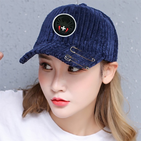 Hat female winter bold stripes corduroy peaked cap student baseball cap ...