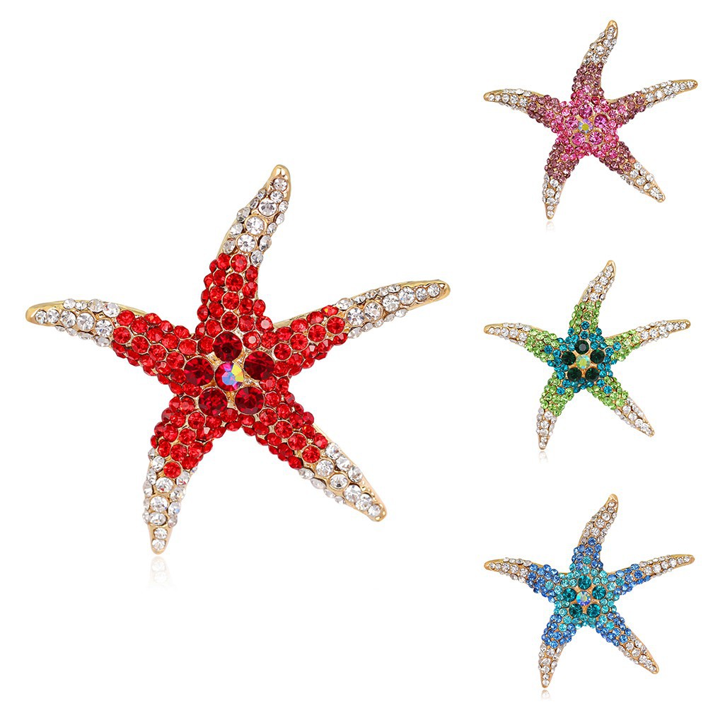 sunnyheart แฟชั่นเต็ม Rhinestone Beach ปลาดาวเข็มกลัด Pin แต่งงานงาน ...