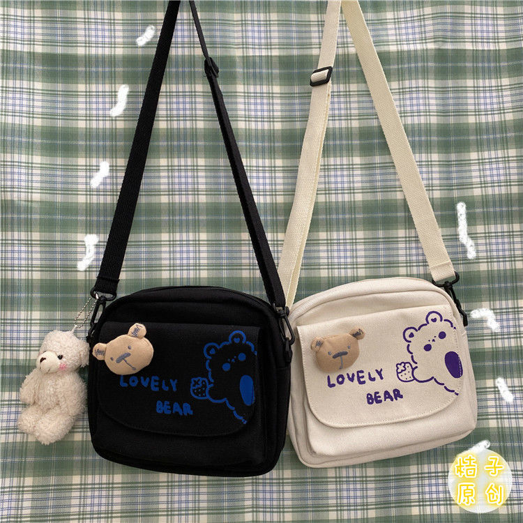 inschicน่ารักหมีผ้าใบถุงเล็กหญิงญี่ปุ่นฮาราจูกุน้องสาวนุ่มโบราณความ ...