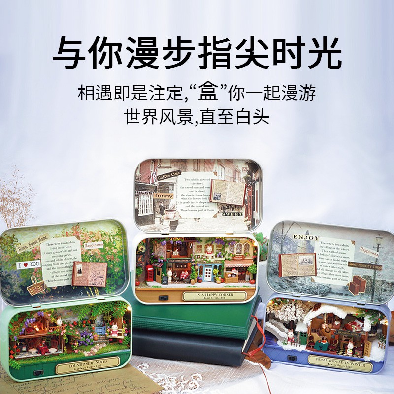 Wisdom Fun House diy hut handmade model material mini girl heart relief ...