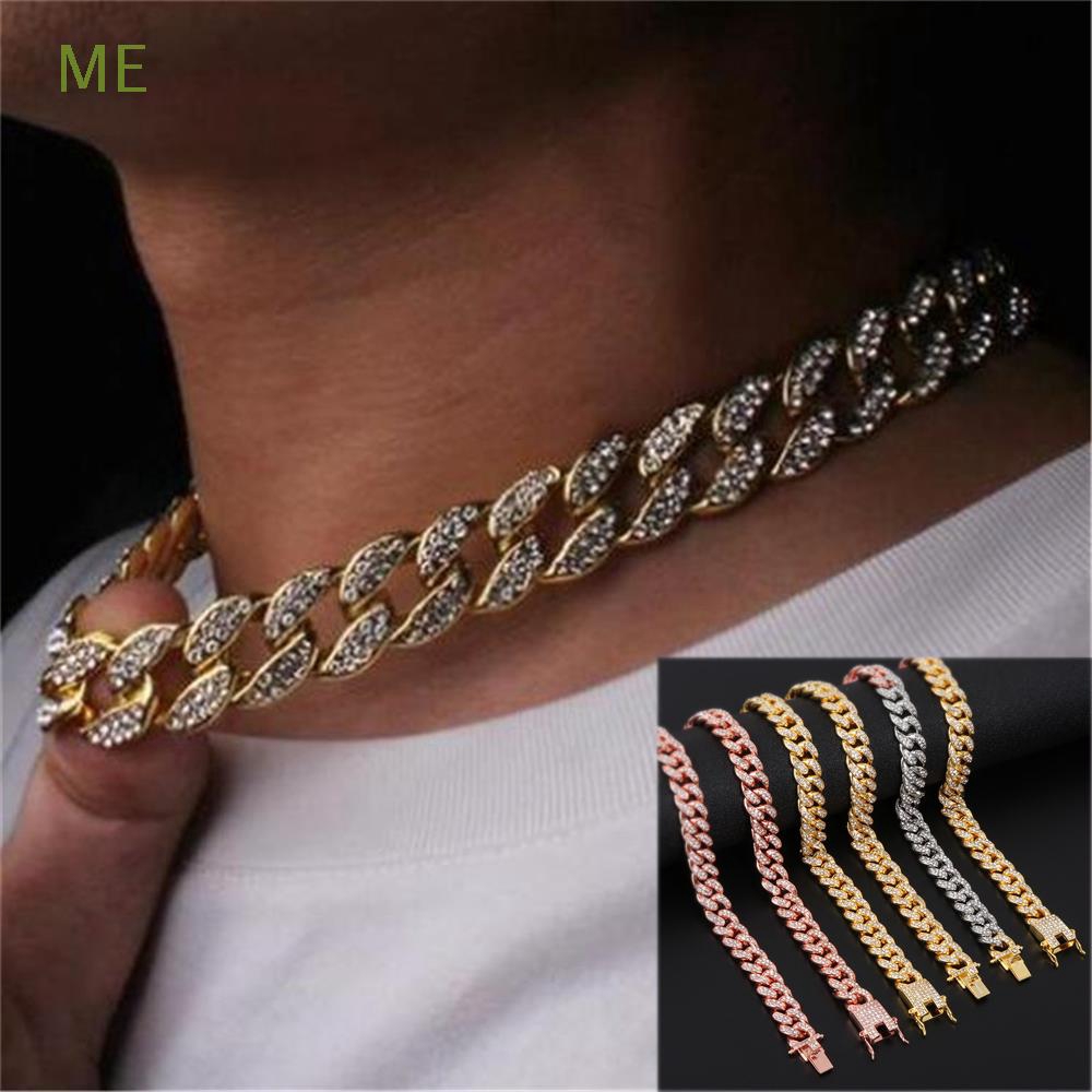 ME New Women Men Luxury Shiny Fashion Necklace Diamond Cuban Necklace ...