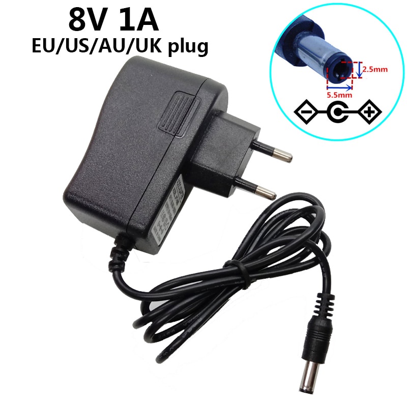 8V 1A 1000mA AC DC Power Adapter Converter Switching 8V Supply EU US UK ...