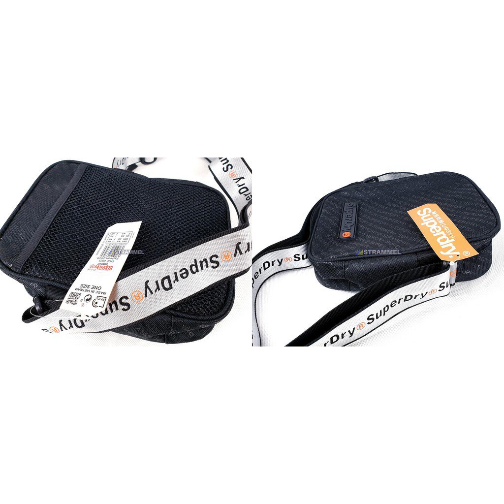 100 Authentıc Superdry The Freshman Festival Black Bag 3L Side Bag ...