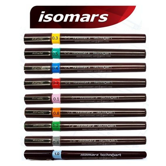 ปากกาเขียนแบบ isomars TechnoArt ทุกขนาด (1 ด้าม) ต้องเติมหมึก ปากกาเขียนแบบหัวเข็ม สถาปนิก ...