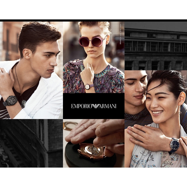 อาร์มานี่แท้ Armani นาฬิกาผู้ชายนาฬิกาสายเหล็กบางเฉียบสีดำหน้าปัดนาฬิกา ...