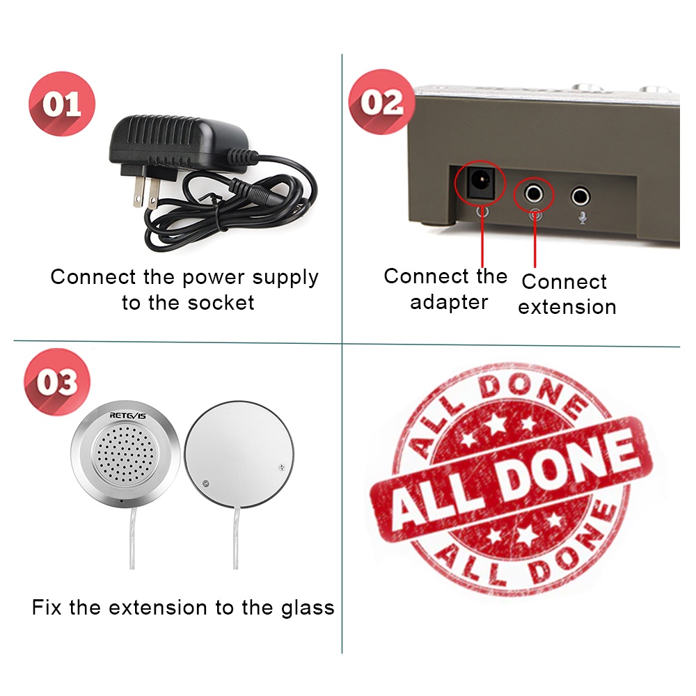Retevis RT-9908 Dual Way Window Intercom System Bank Counter Interphone ...