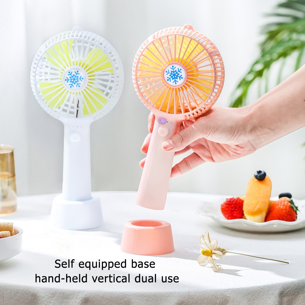 Handheld Fan Mini Hand Held With 7 Color Led Light Base 2000mah Battery ...