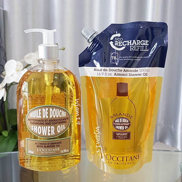 ออยล์อาบน้ำ LOccitane Almond Shower Oil 500 ml. Refill 500 ml ป้าย King Power ของแท้ 100 ...