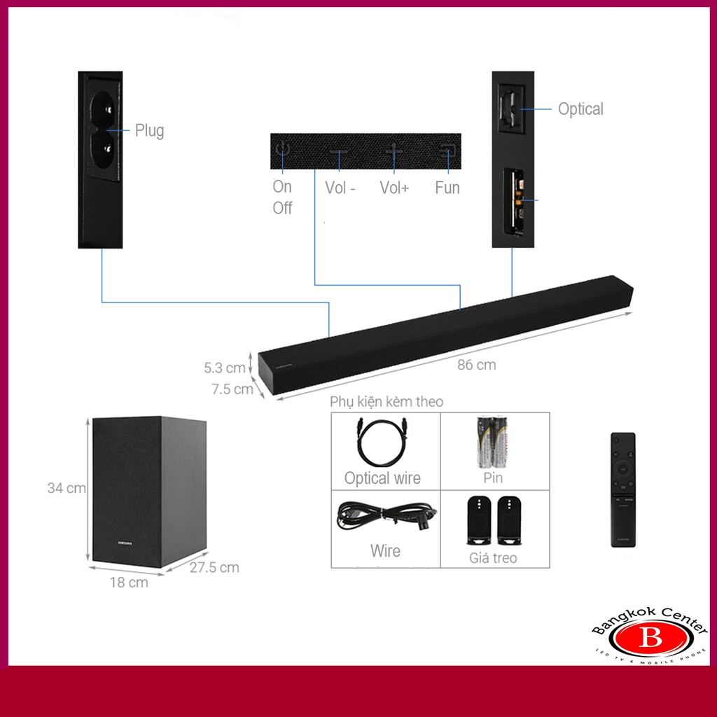 Samsung 2.1Ch Soundbar HW-T450 Dolby Audio (2020) - bangkokcenter ...