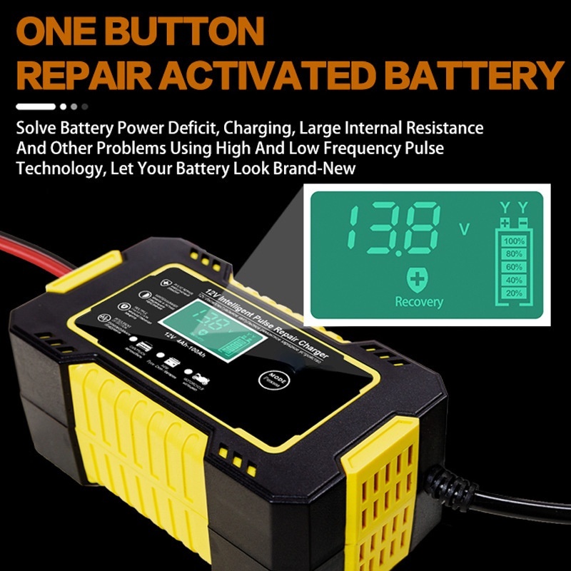12V 6A Intelligent Car Motorcycle Battery Charger for Auto Moto Lead ...