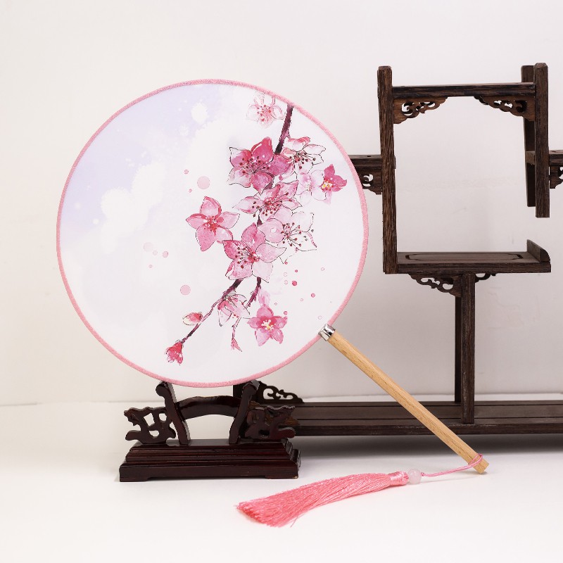 Antique Fan Chinese Style Handmade Chinese Hanfu Palace Round Fan qoB3 ...