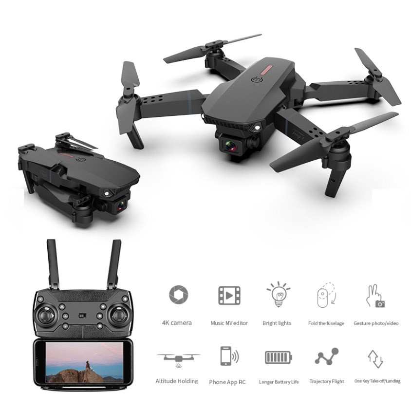 COD E88 โดรน HD ถ่ายภาพทางอากาศ UAV พับได้ 360 องศาในเที่ยวบินต่อเนื่อง ...