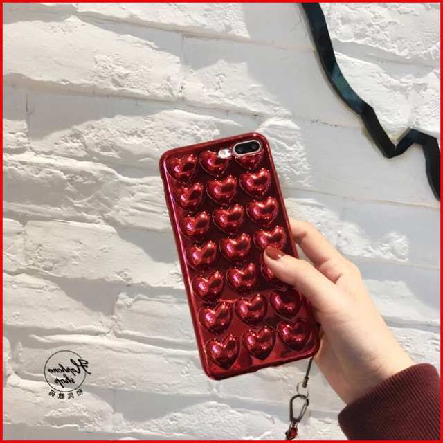 เคสหัวใจเมทัลลิค สีแดง นิ่มทั้งอัน (ไม่มีสาย) คลุมเครื่อง งานเงาสวย ...