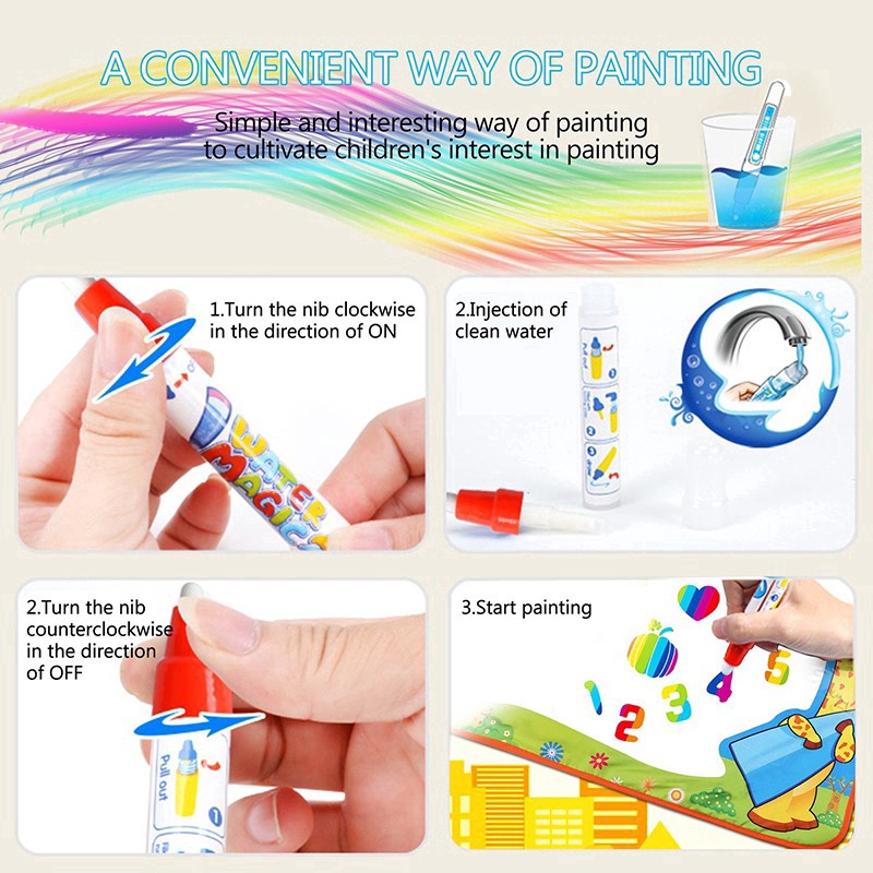 Magic Water Drawing Pad And Pen Graffiti Mat Painting Toys Children ...