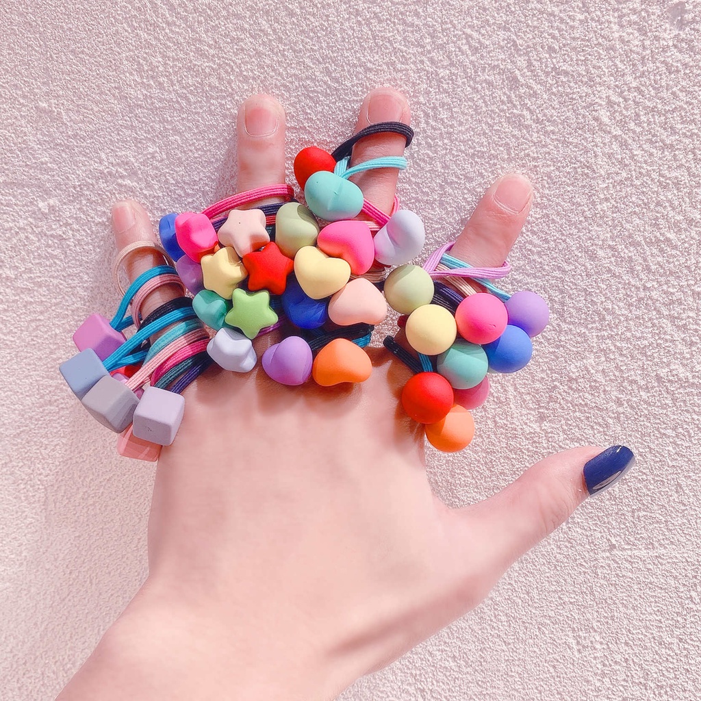 10PCS Japan Frosted Rope Beads Hair Bands For Girls High Elastic Rubber ...