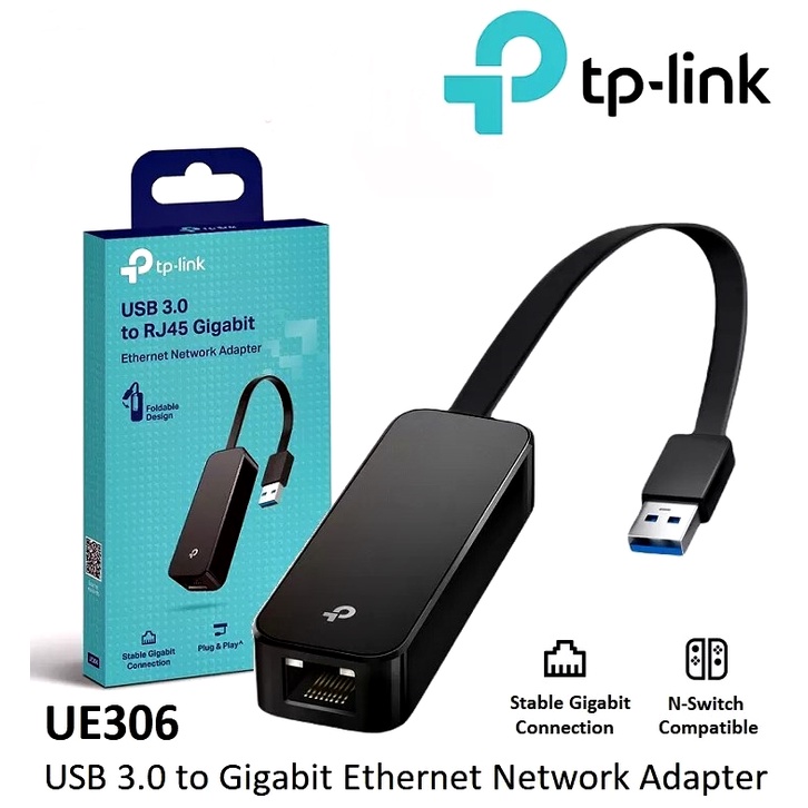 TP-LINK (UE306) USB 3.0 to Gigabit Ethernet Network Adapter 10/100/1000Mbps RJ45 Ethernet Port ...