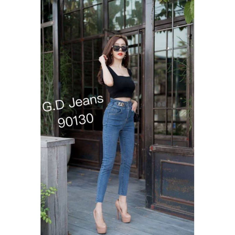 90130กางเกงยีนส์แฟชั่น(ผ้ายืดทรงเดฟ)ติดโซ่เก๋ๆช่วงเอวมี2สีกางเกงเป็นทรงเดฟใส่แล้วรัดรูปเน้นหุ่น ...