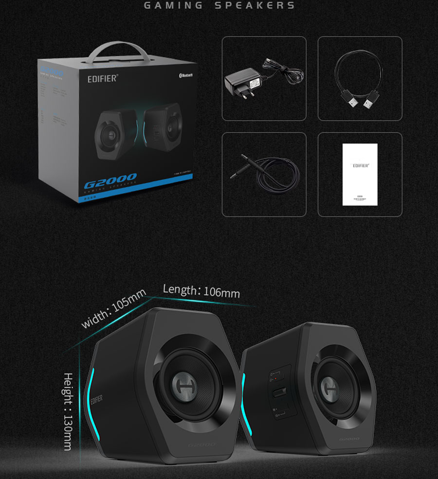 Edifier G2000 2.0 32W RMS ลำโพง Dynamic RGB LED ลำโพงสาย gaming เกมมิ่ง ...