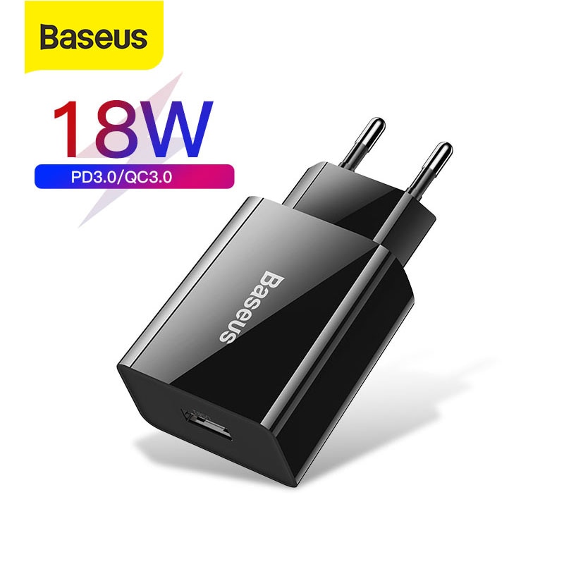 Baseus 18W Fast USB Charger Support Quick Charge 3.0 USB Type-C PD ...