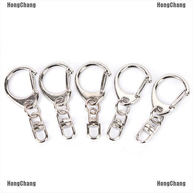 LHGC 10pcs DIY Polished Silver Keyring Keychain Split Ring Short Chain ...