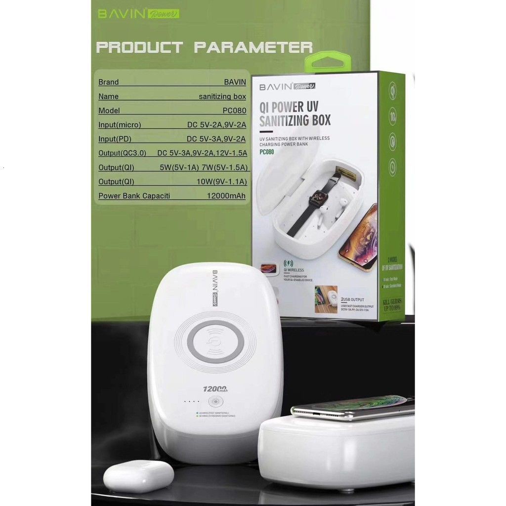 ข้อเสนอพิเศษBavin PC080 QI Power UV Disinfect Phone Sanitizing Box W Wireless Charinging ...