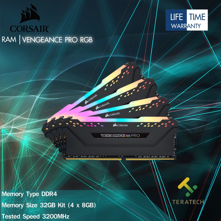 RAM CORSAIR VENGEANCE PRO RGB DDR4 32GB 4x8GB 3200MHz | Shopee Thailand