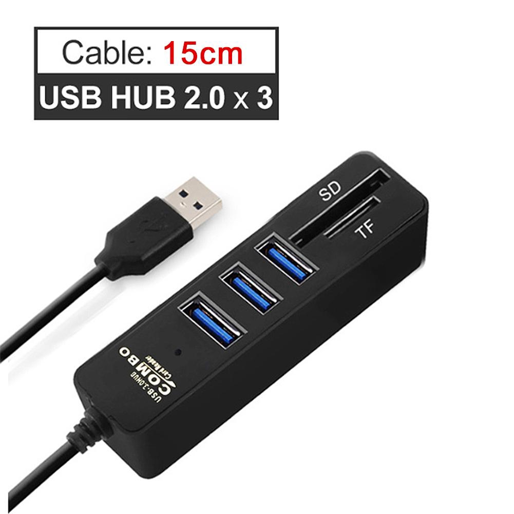 NG USB Hub Combo 3 พอร์ตความเร็วสูง USB 2.0 Hub แยกหลาย USB Combo 2 in ...