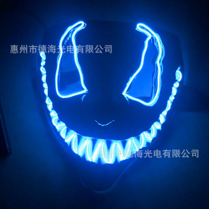 Amazon popular Halloween mask scary LED glowing mask role-playing costume masquerade party ...