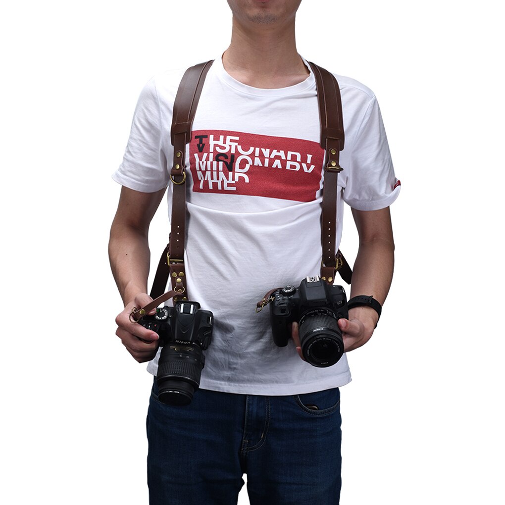 BPortable Camera Strap Leather DSLR Strap Double Shoulder Strap ...