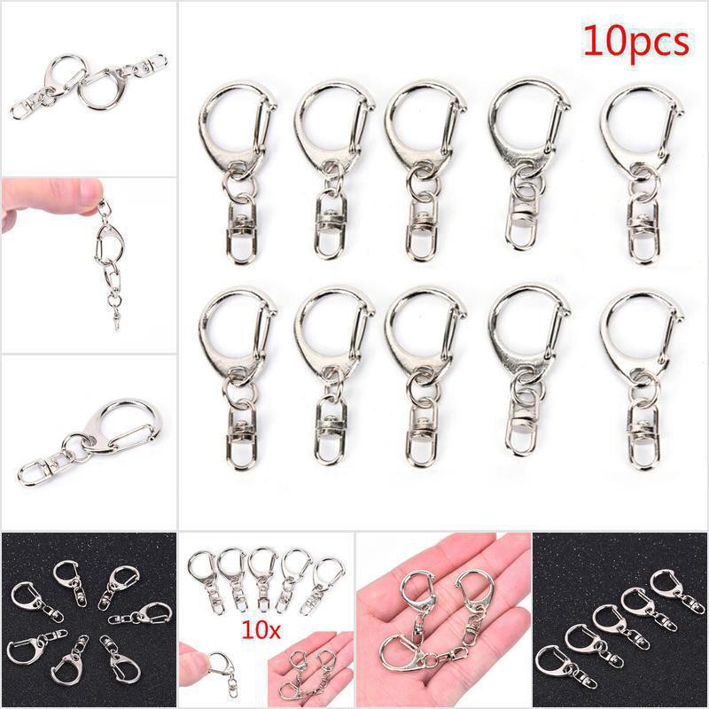 LHGC 10pcs DIY Polished Silver Keyring Keychain Split Ring Short Chain ...