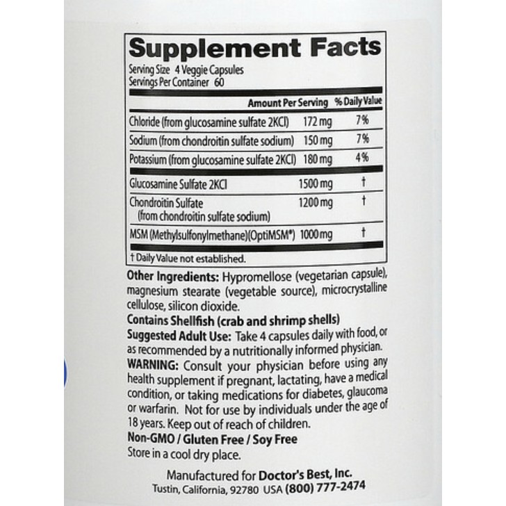 พร้อมส่ง Doctors Best Glucosamine Chondroitin MSM with OptiMSM 240360 ...
