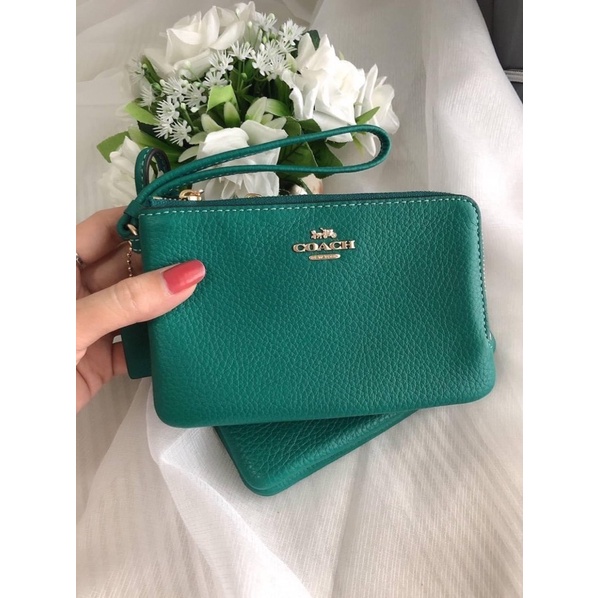 พร้อมส่ง แท้ ????????????% New Coach คล้องมือ 2 ซิป S DOUBLE CORNER ZIP ...