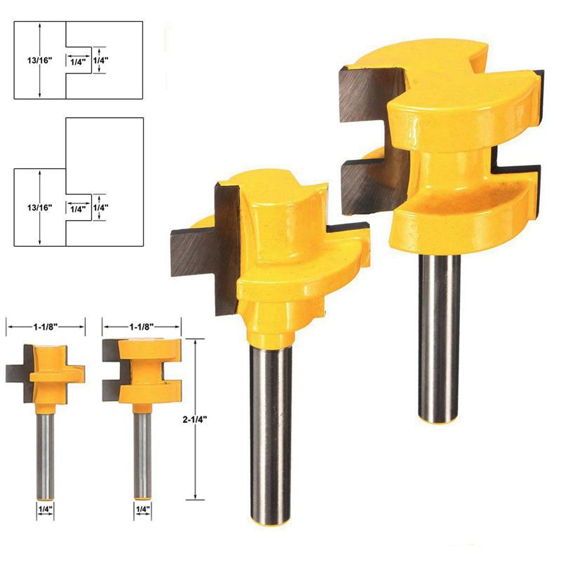 2Pcs Tongue & Groove Huge Crown Molding Router Bit 1/4 inch Shank Wood ...
