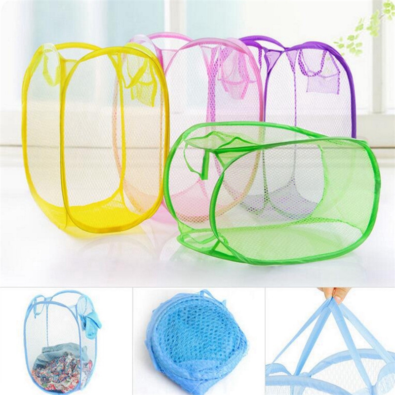 Foldable Color Net Storage Basket Laundry Basket Laundry Basket,Clothes ...