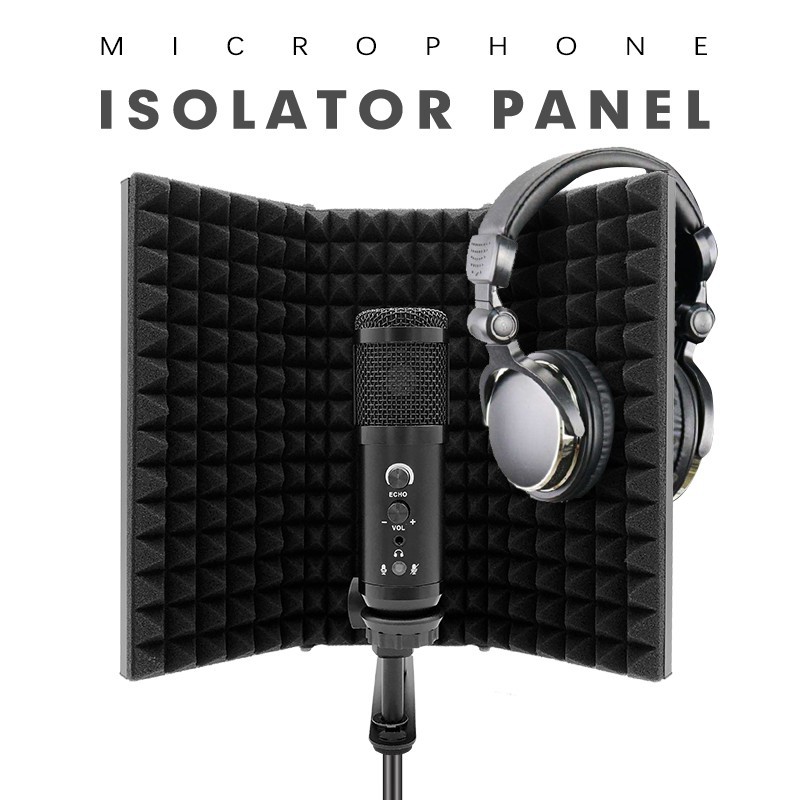 ℗3 Panel Foldable Studio Microphone Isolation Shield Recording Sound ...