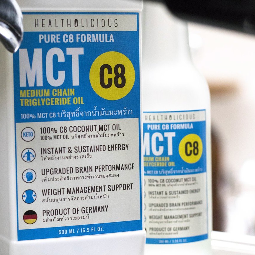 100% Pure C8 MCT Oil From Coconut (สกัดจากน้ำมันมะพร้าว) Keto-Friendly ...