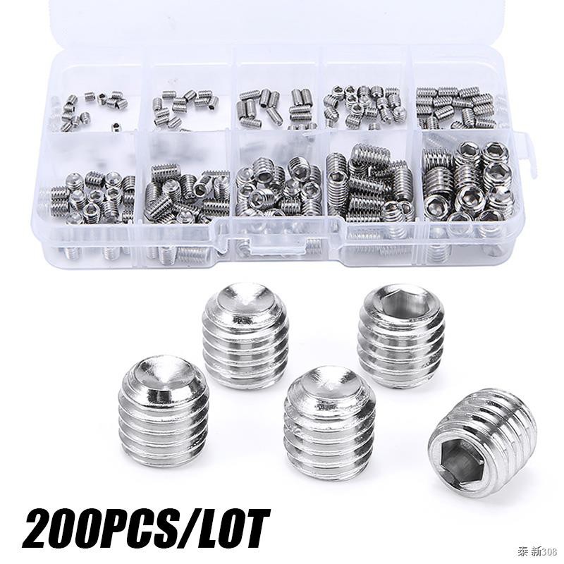 AXK 200Pcs Allen Head Socket Hex Set Grub Screw Assortment Cup Point ...