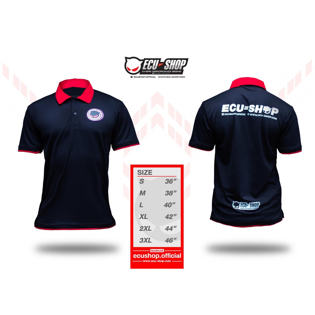 เสื้อโปโล ECU=SHOP แขนสั้น สีดำ | Shopee Thailand