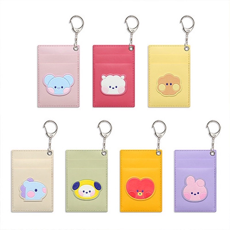 พร้อมส่งที่ไทย(มีเก็บปลายทาง)Leather card holder Baby BT21 Minini Keyring พวงกุญแจเคสหนังสำหรับ ...