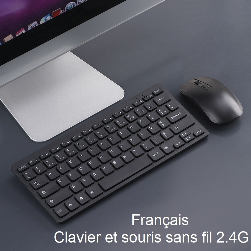 แป้นพิมพ์เครื่องกลFrench 2.4G Wireless Keyboard and Mouse FR(AZERTY ...