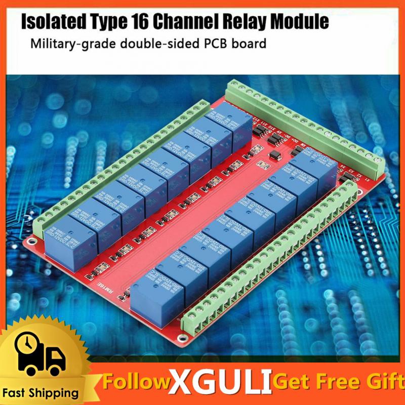 xguli isolated type 16 channel แผ่นบอร์ดโมดูลรีเลย์เชื่อมต่อ dc 5/12 ...