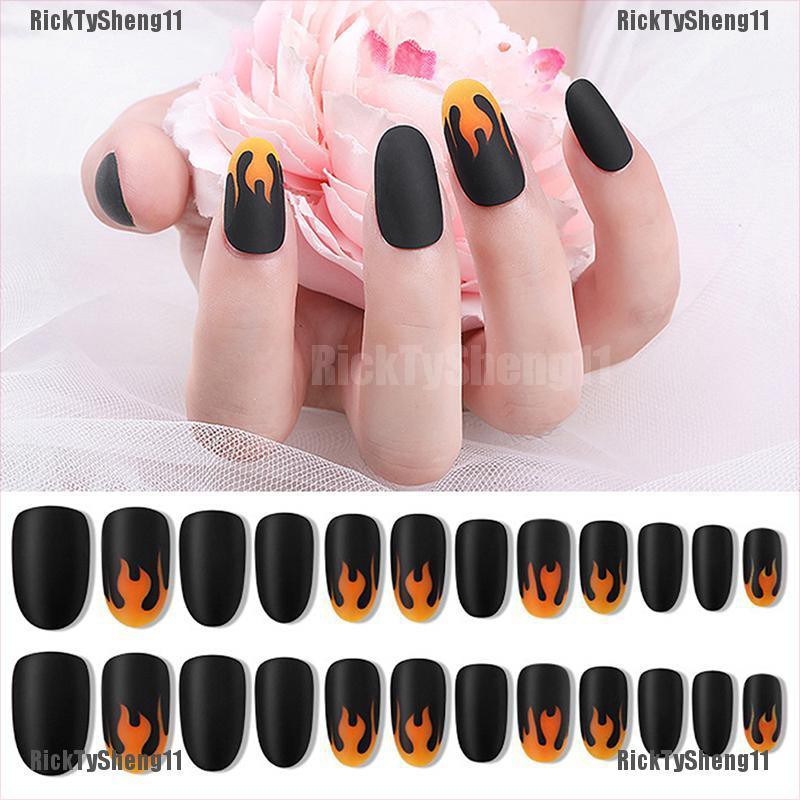 [COD]RTS 24 Nail Fake Detachable Nail Art Fnished Fame Gel Frosted Fake ...