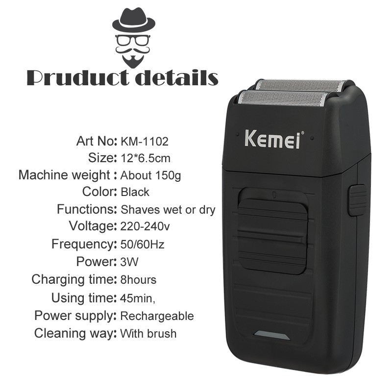 kemei 3D electric shaver men electric razor rechargeable floating beard ...