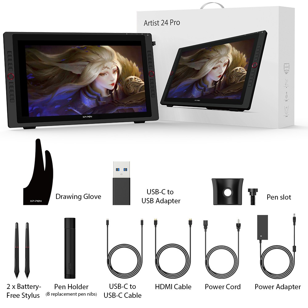 XPPen Artist 24 Pro เมาส์ปากกาพร้อมจอวาด ขนาด 23.8 นิ้ว 2K QHD แรงกดปากกา 8192 ระดับ แสดงสี 90 ...