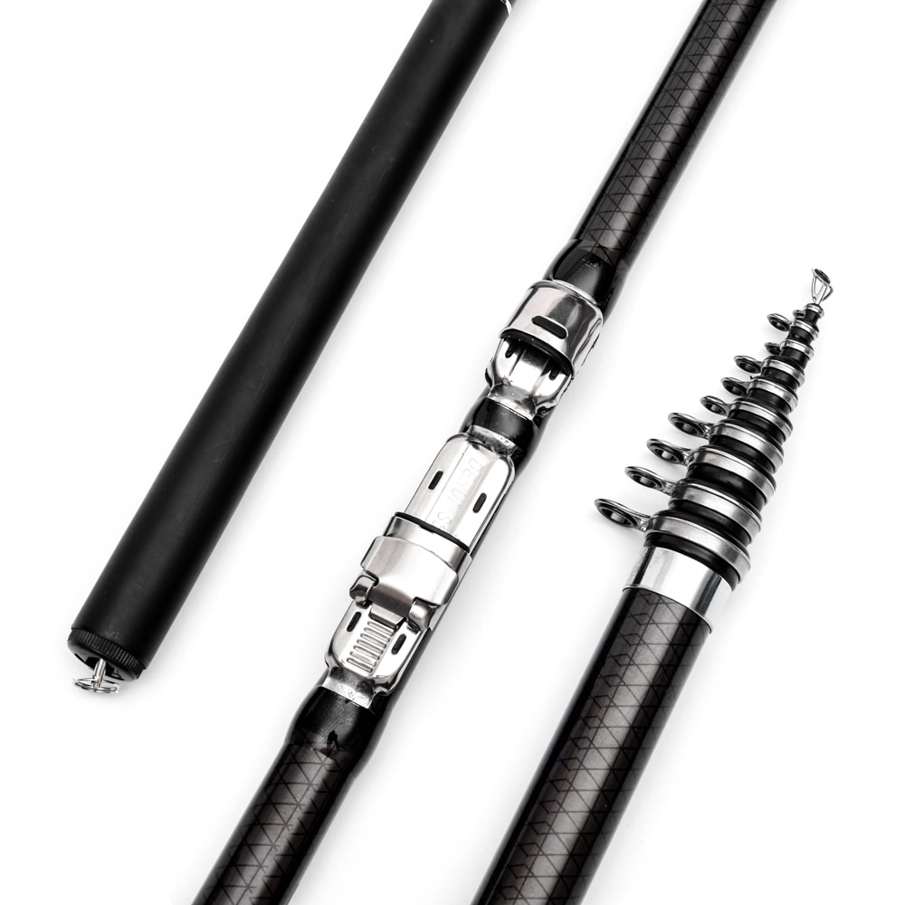 New 99% Telescopic Carbon Fishing Rod Spinning 2.2-3KG Test M Power ...