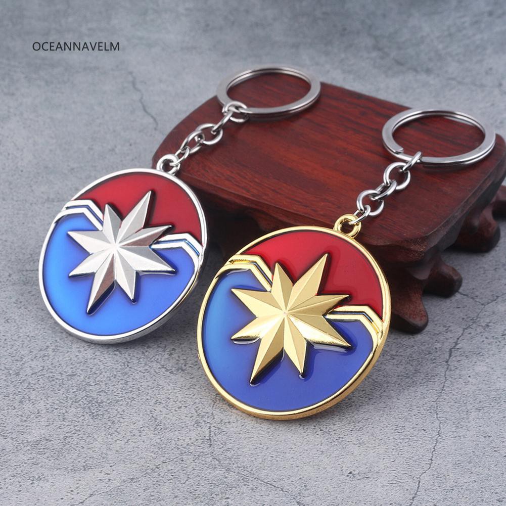 ♀OA Superhero Avengers Captain Marvel Logo Alloy Shield Key Ring Holder ...