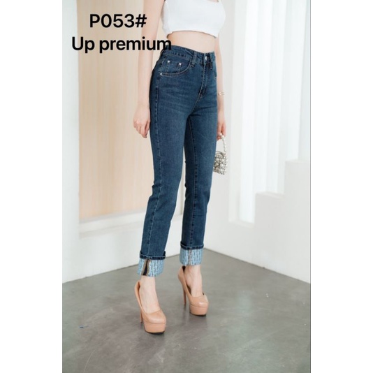053(ผ้ายืด)กางเกงยีนส์ทรงกระบอกเล็กปายขาพับพิมลายสวยมากๆค่ะเนื้อผ้าดีสมSาคามากๆทรงกางเกงแมทได้ ...